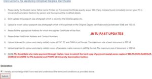 JNTUK OD Apply Online 2025 - Original Degree Application Form, Procedure