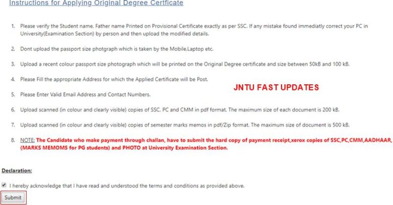 JNTUK OD Apply Online 2025 - Original Degree Application Form, Procedure